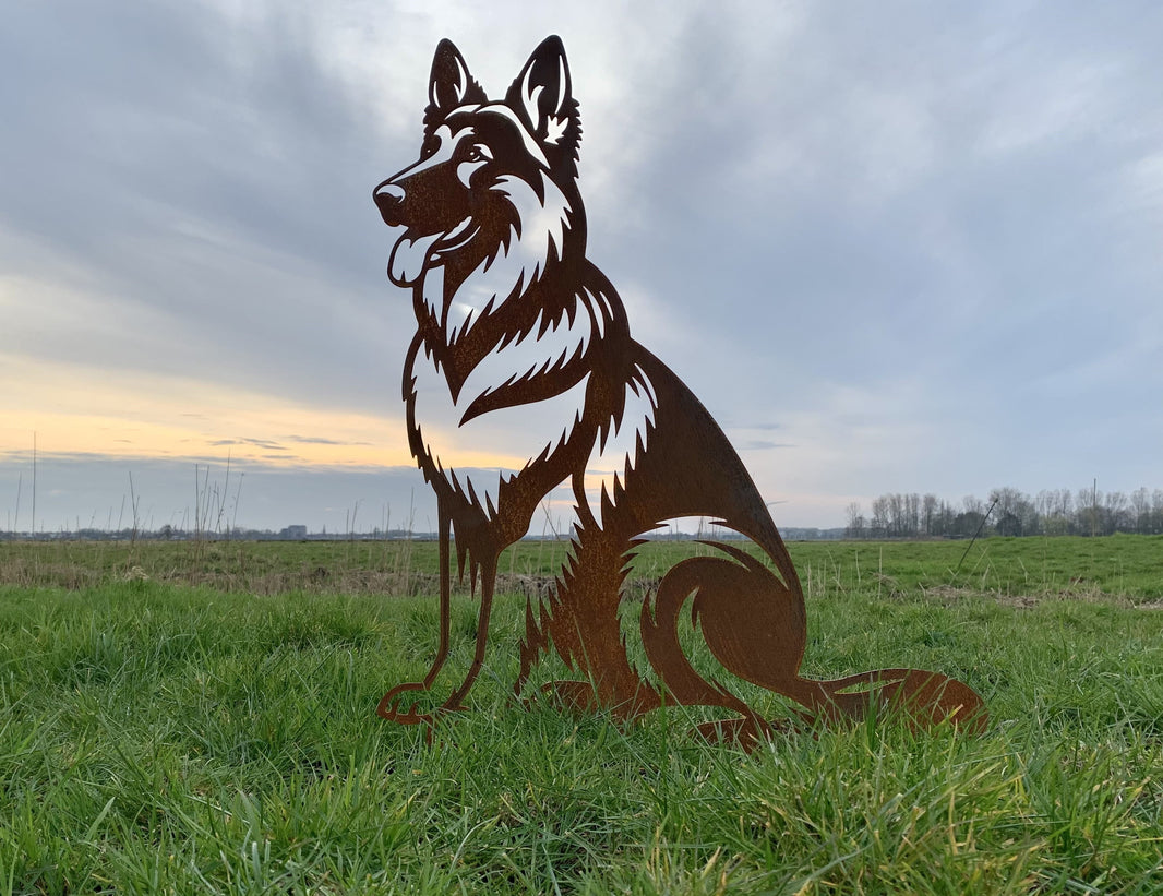 Metalen hond voor in de tuin | Metaalversiering.nl | Cortenstaal ...